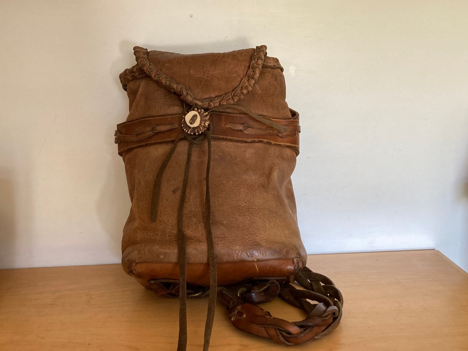 Handmade 70s Rugged Leather Backpack OOAK Vintage. - Etsy