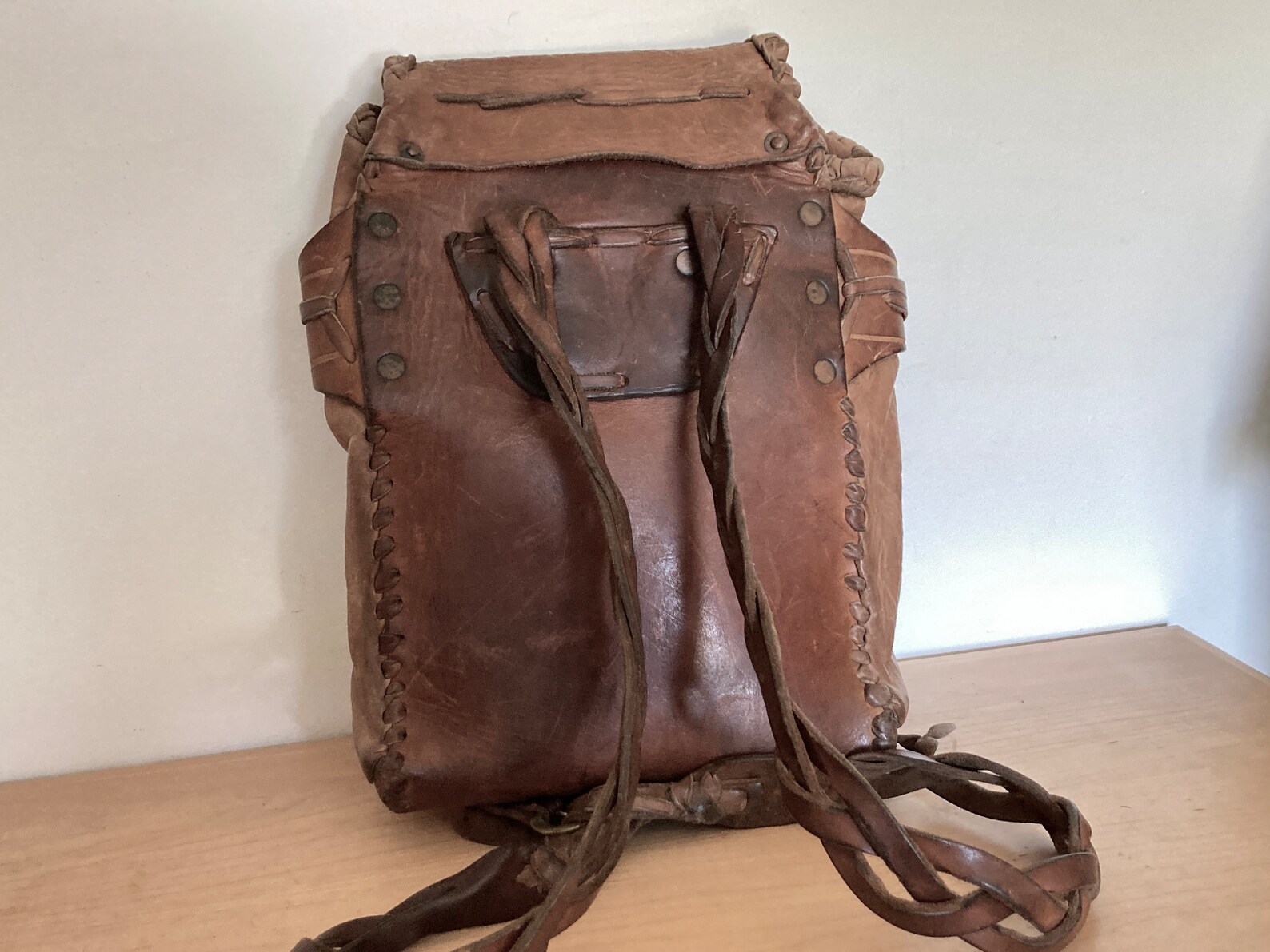 Handmade 70s Rugged Leather Backpack OOAK Vintage. - Etsy