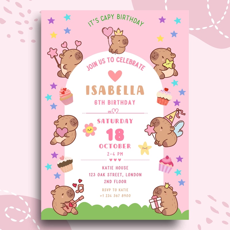 Capibara invitacion - Etsy México