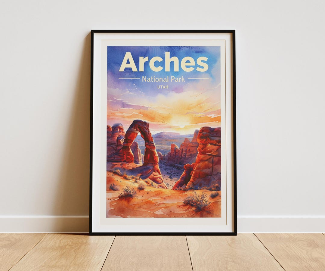 Arches National Park Poster | Printable Watercolor Effect Wall Decor ...