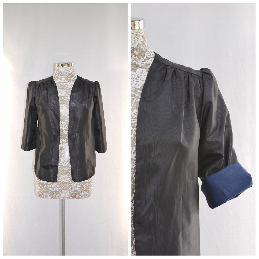 80s Moire Satin Bolero Jacket: Vintage Handmade XS With Blue Lining - Etsy