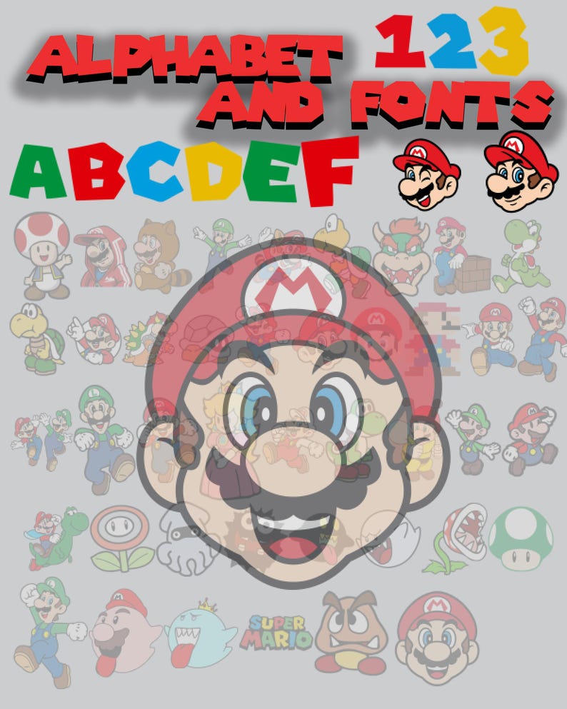 Super Mario SVG Bundle for Cricut and Sublimation, Super Mario Alphabet ...