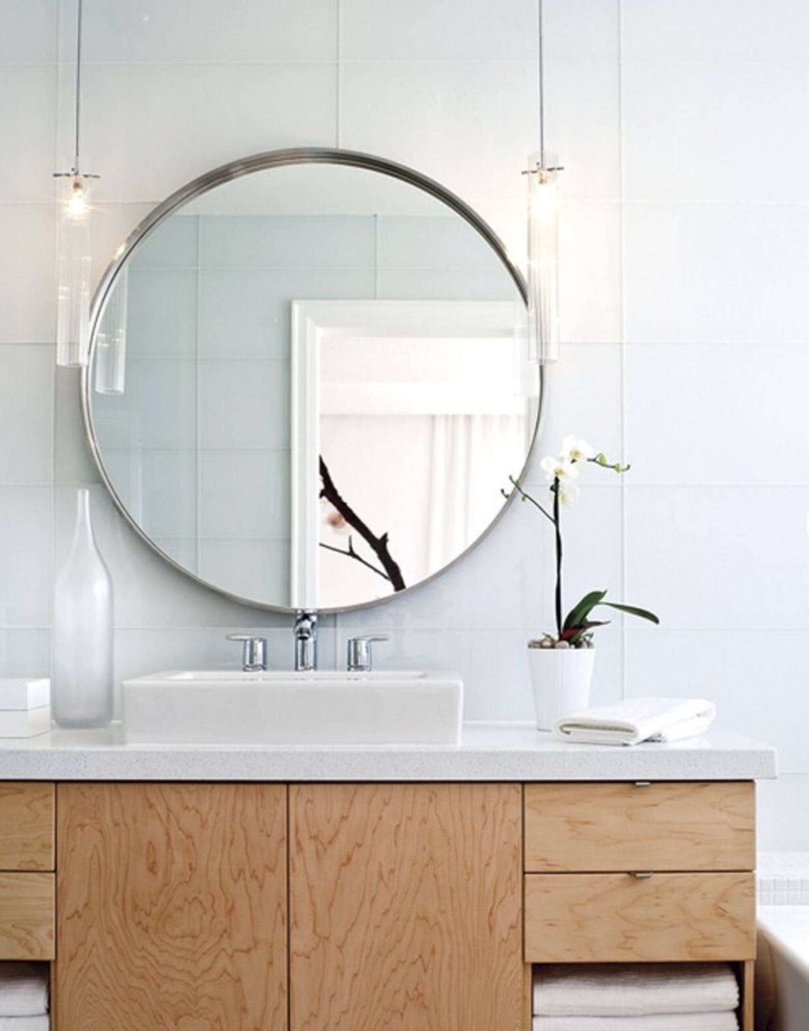 20" SMALL Round Wall Mirror - Entryway Mirror, Bathroom Mirror, Large ...