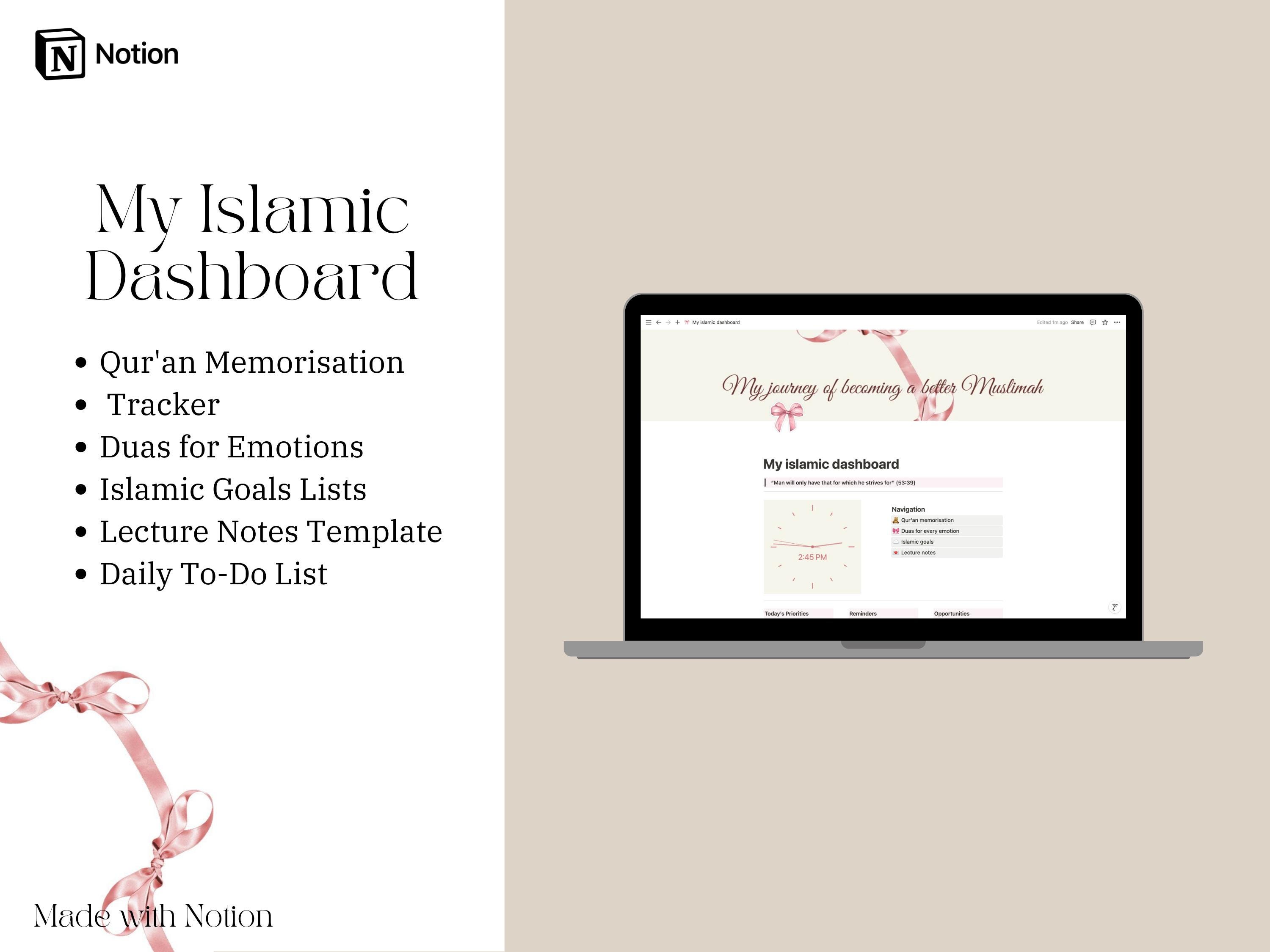 Notion Template for Muslimahs, To-do List, Islamic Planner, Qur'an ...