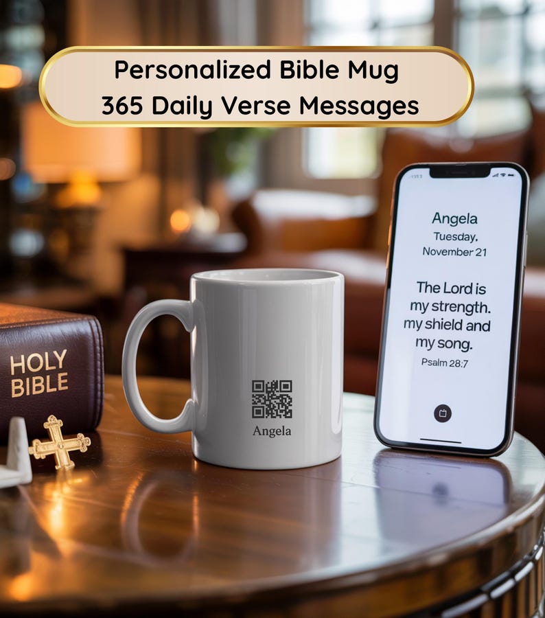 Personalized Bible Verse Mug • Christian QR Code Gift • Christmas Faith ...