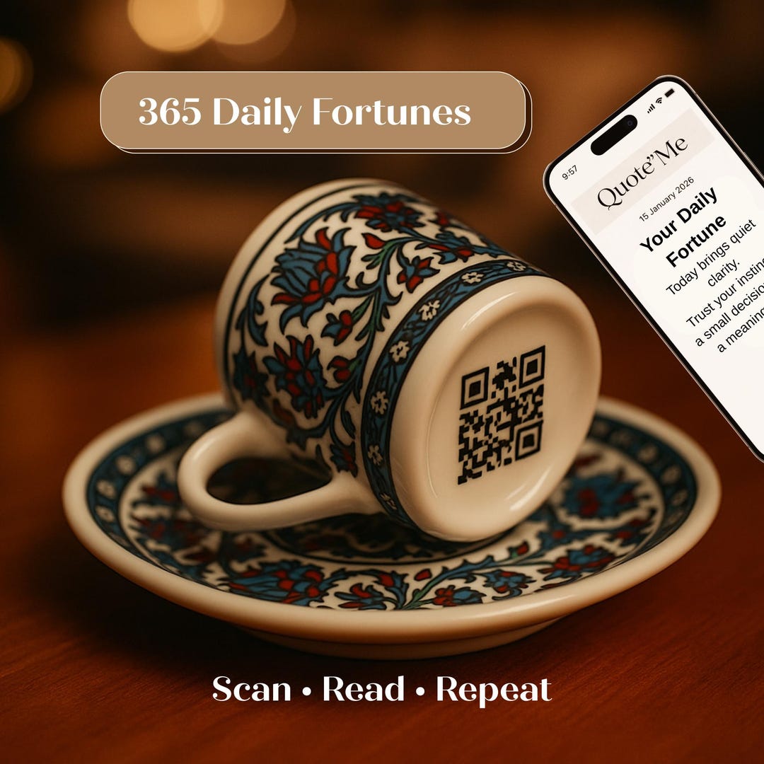 Fortune Telling Turkish Coffee Cup With QR Code, 365 Daily Changing ...
