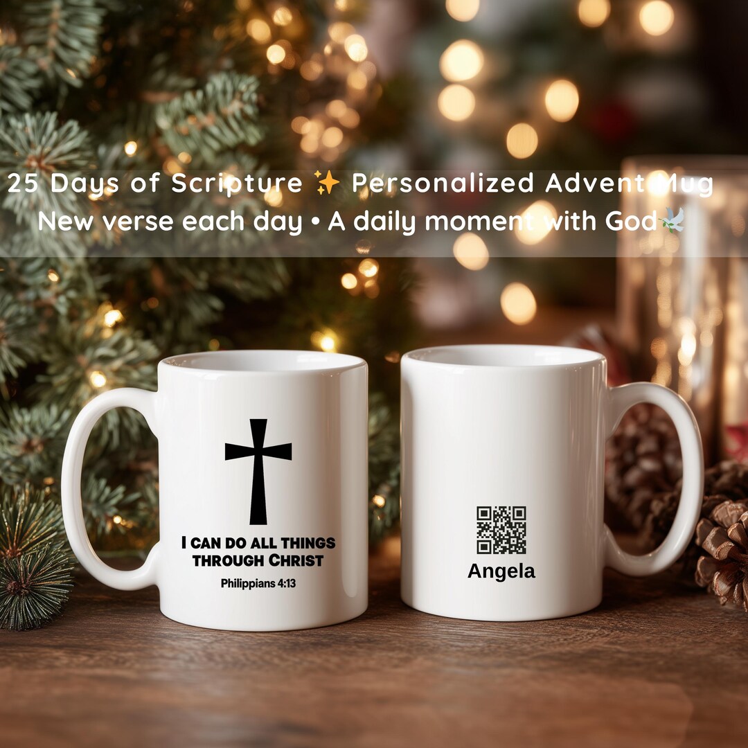 Advent Scripture Mug – 25 Days of Bible Verses via QR | Christian ...