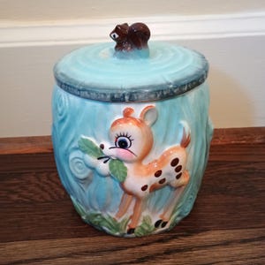 Vintage 1950's Blue Bambi Deer Cookie Jar Mid Century - Etsy