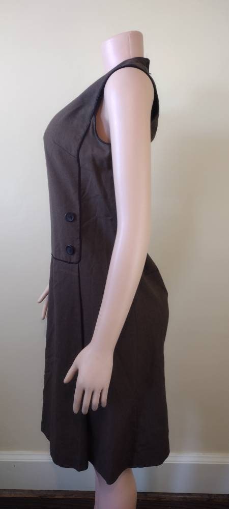 Vintage 1960's Bobbie Brooks Mod Brown Sleeveless Shift Dress / 33 ...