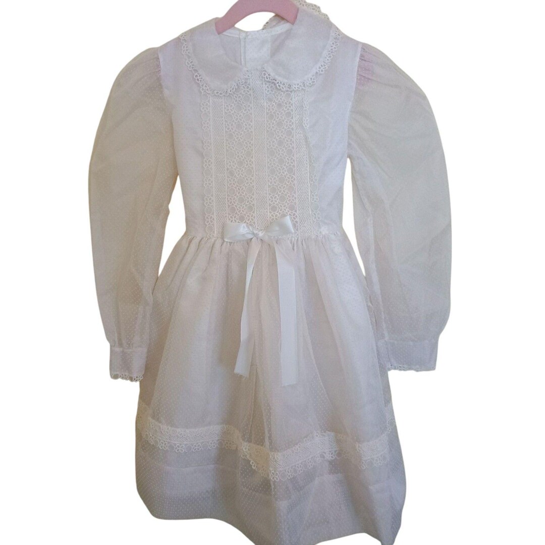 Vintage Girls Madonna by Haddad White Flower Girl Party Dress Size 6 - Etsy