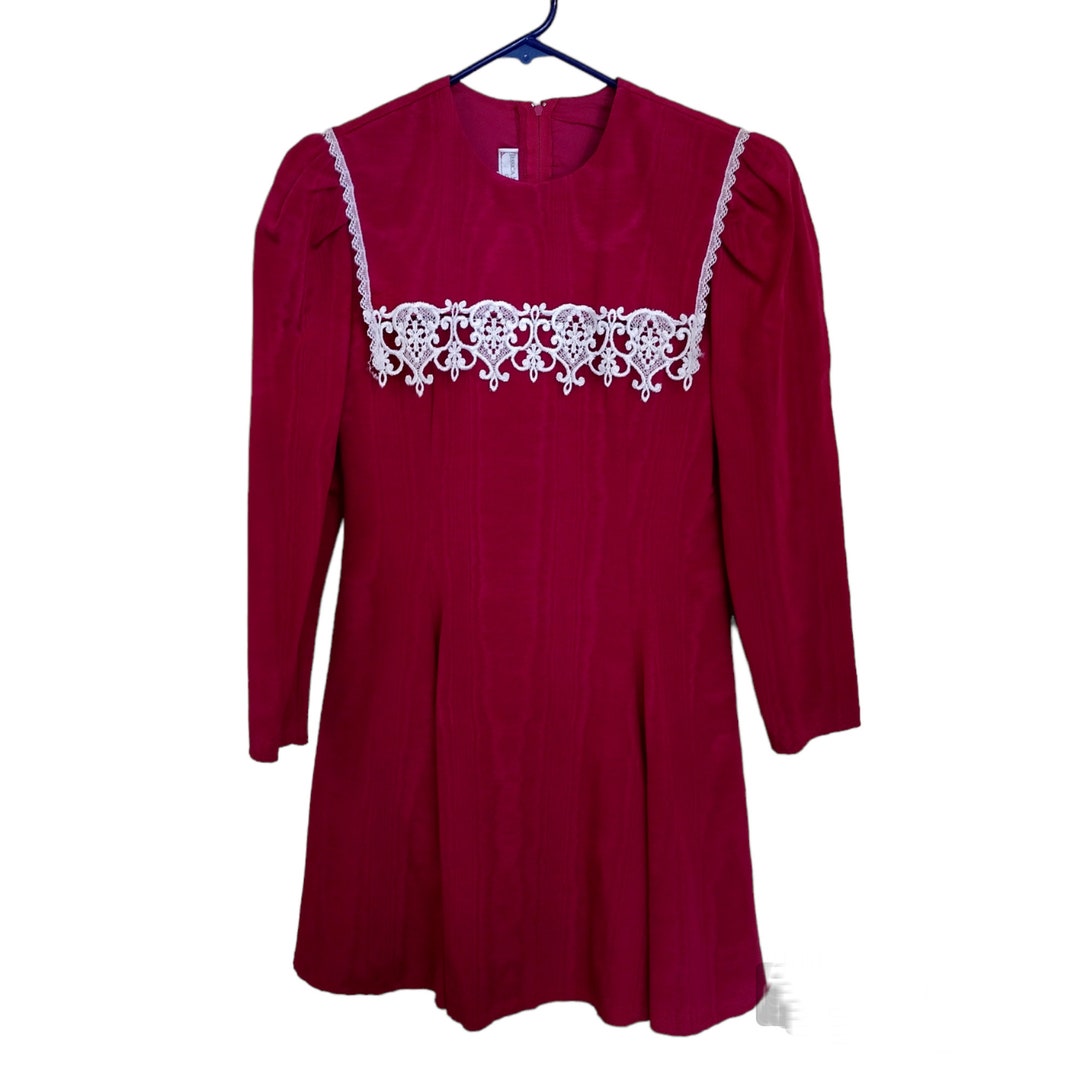 Vintage 1990's Jessica Mcclintock Gunne Sax Cranberry Moire Dress ...