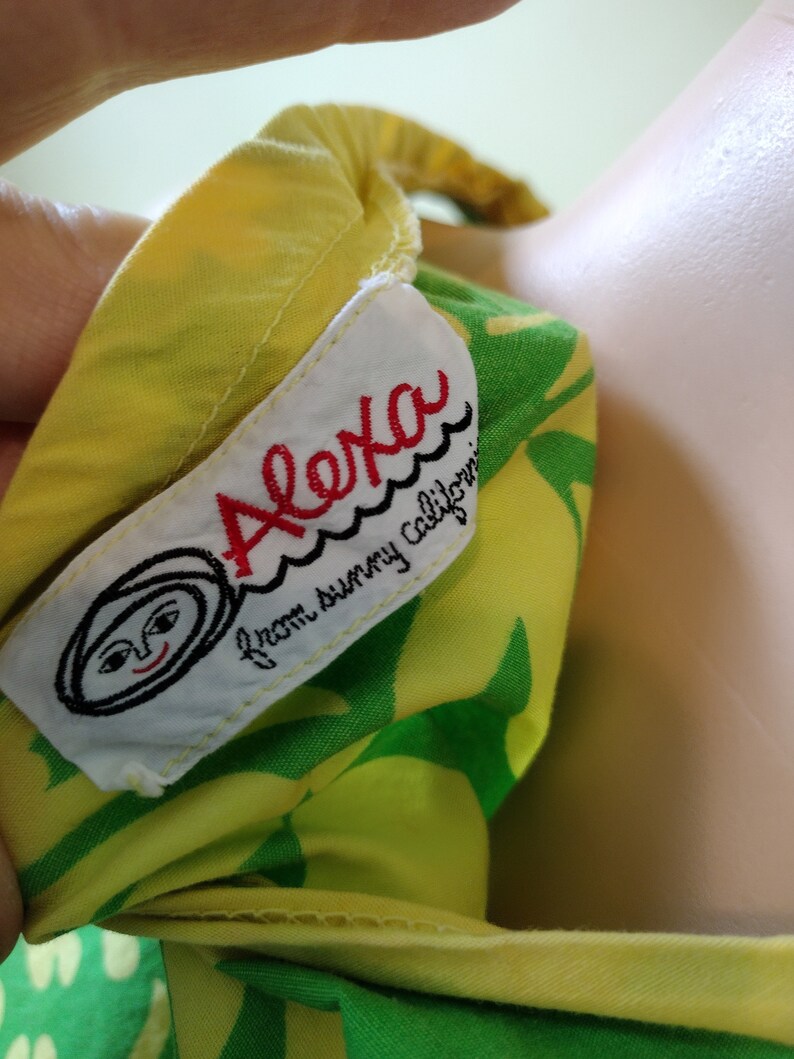 Vintage 1960's Alexa From Sunny California Sleeveless Green Floral ...