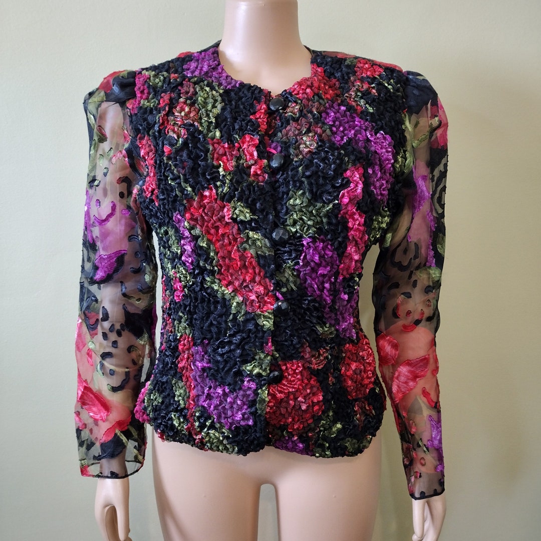 Vintage 1980's Patra Popcorn Texture Blouse With Sheer Sleeve Size 10 ...