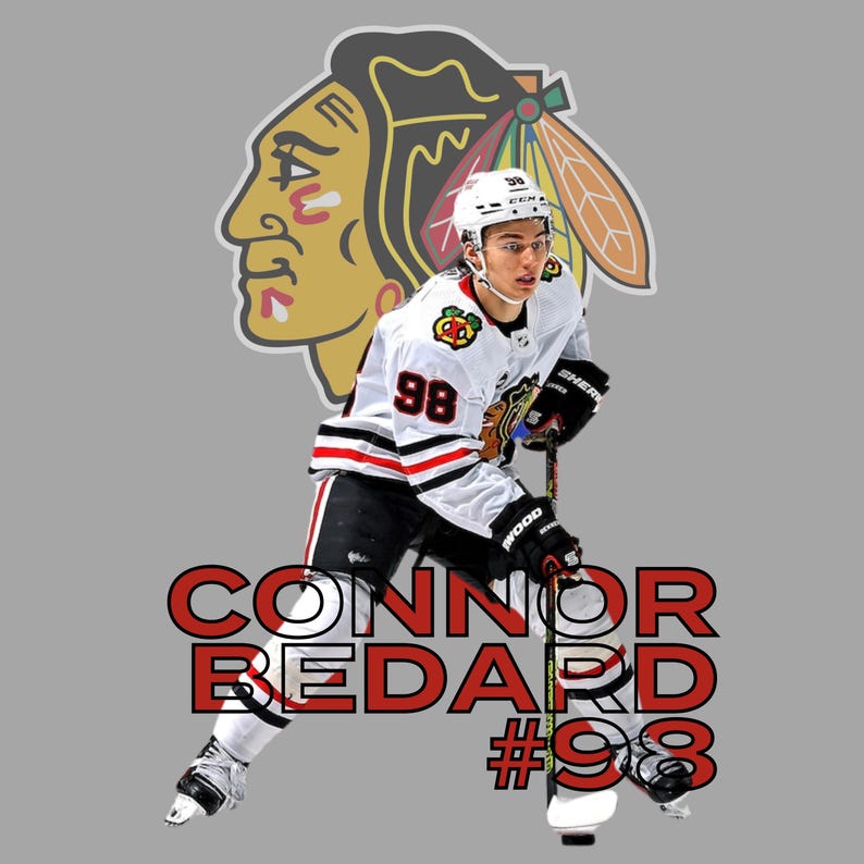 Connor Bedard Digital Download Wallpaper Chicago Blackhawks Poster ...