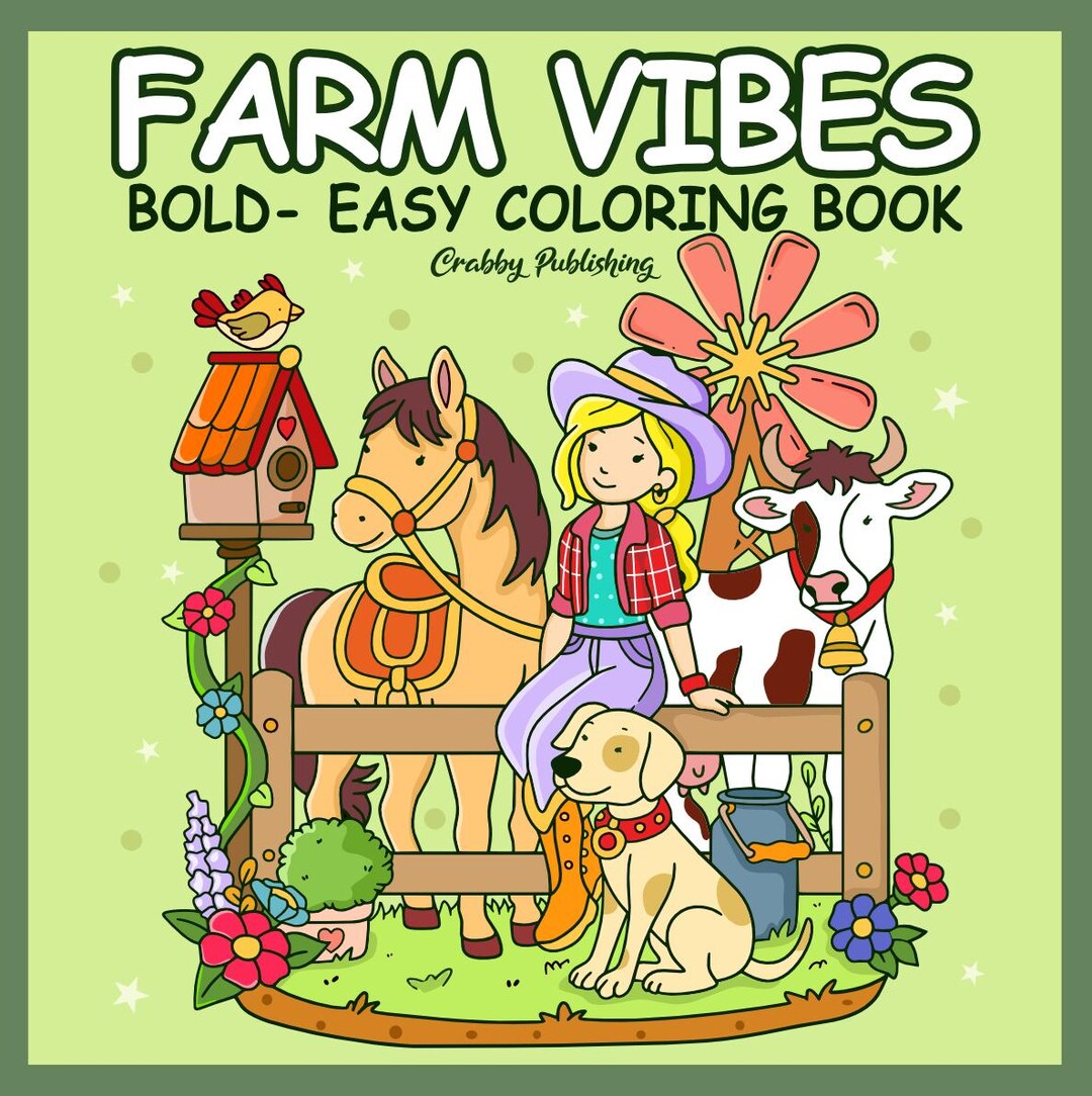 Farm Vibes :bold and Easy Farm Coloring Page for Kids and Adults. Farm ...