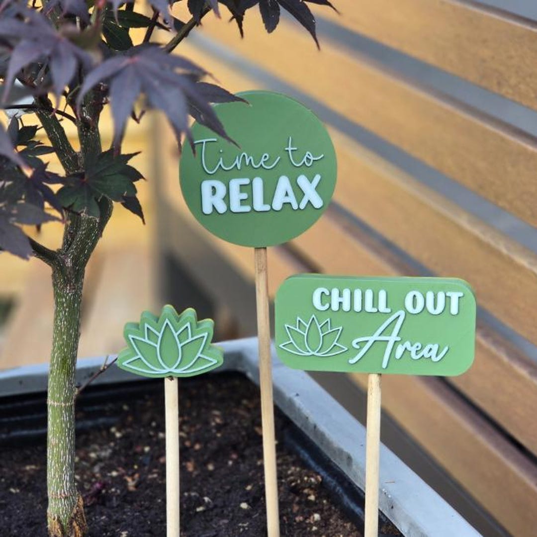 STL 3D Print File Garden Stake 3-piece Set Relax Chill Out Area Lotus ...