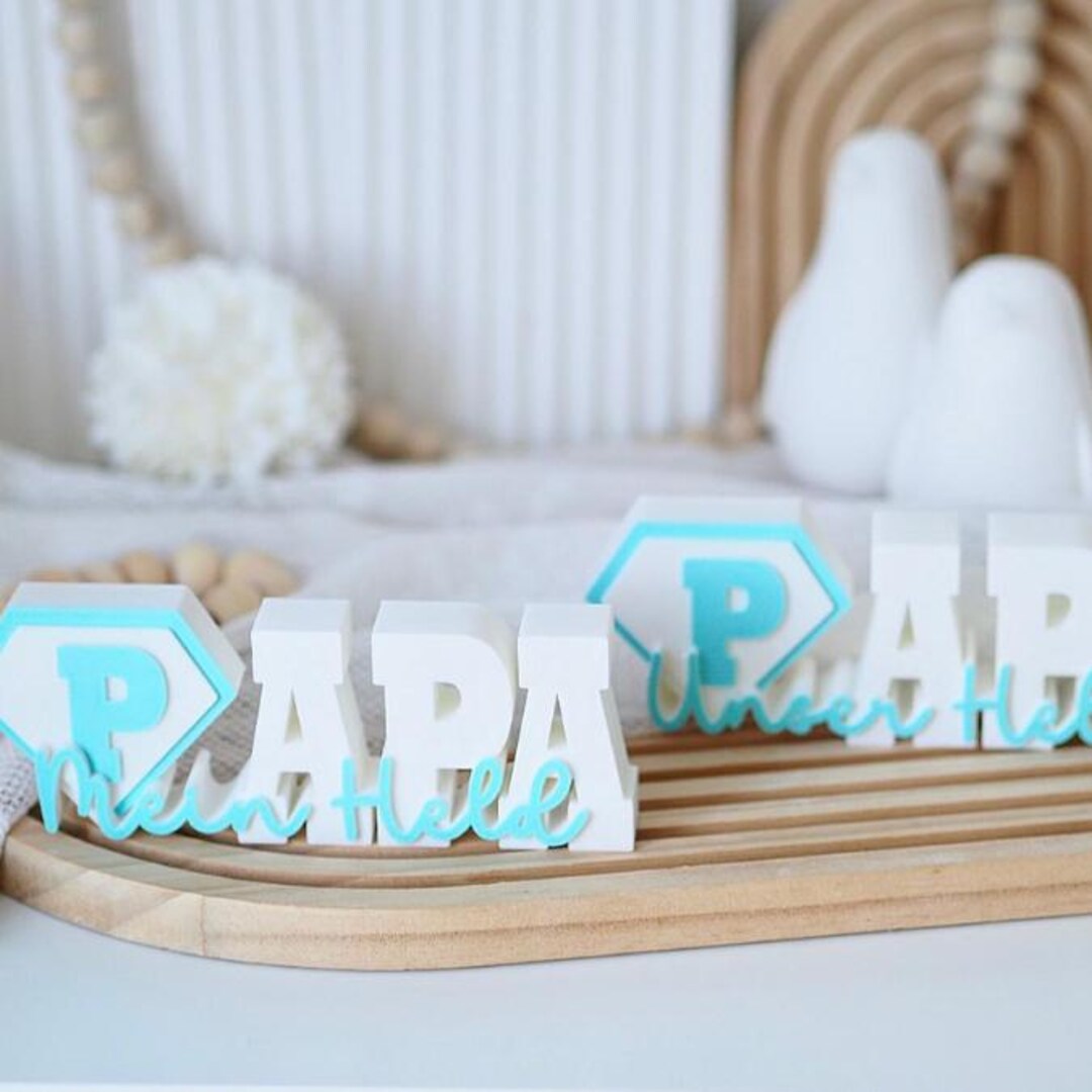 STL 3D Print File Set of 2 Father's Day Dad Superhero Hero Lettering 3D ...