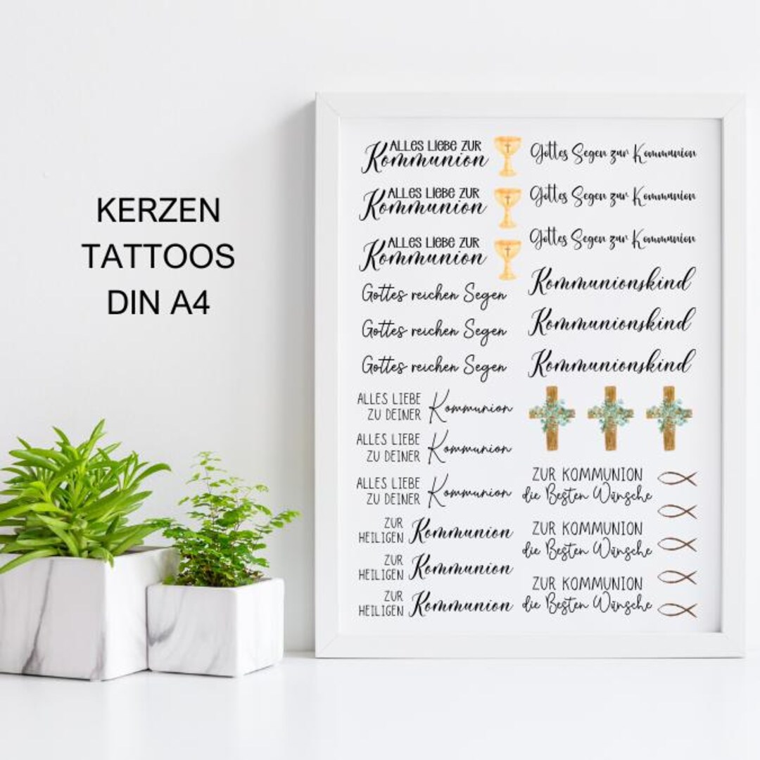 Communion PDF Candle Tattoo Template A4 Candle Tattoos to Print ...