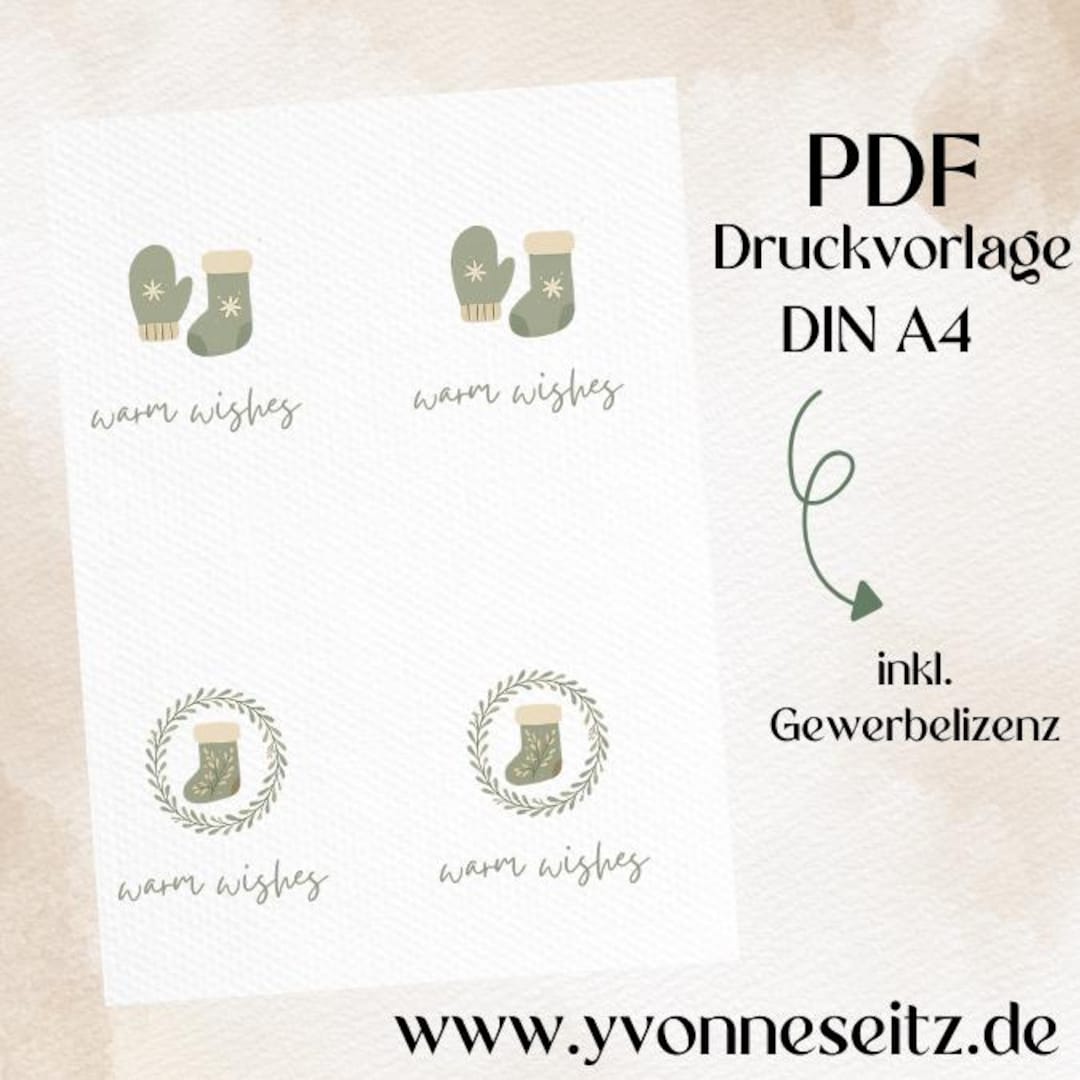 Postcard Printable Template, 2 Designs, Warm Wishes, Winter Greeting ...