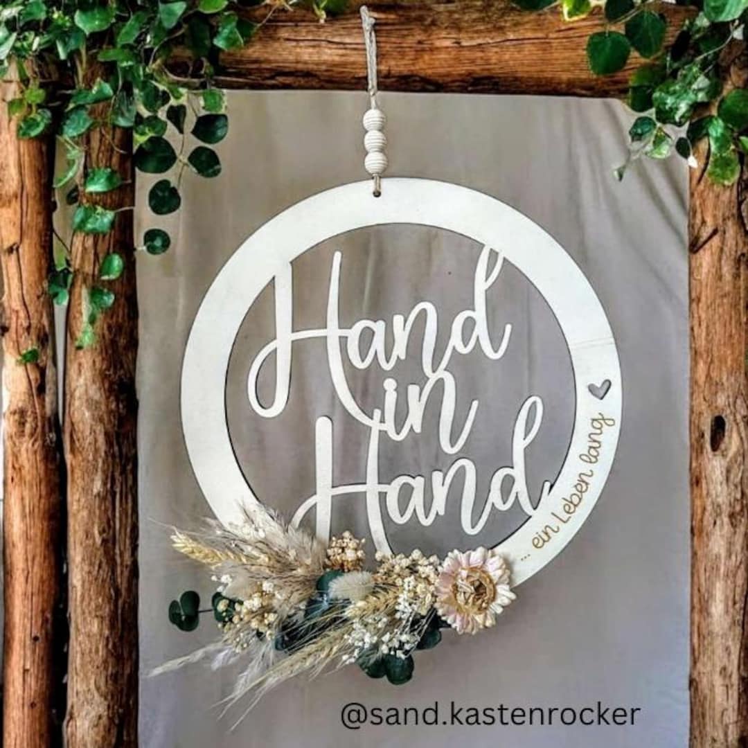 SVG Laser File Wreath Hand in Hand Wedding Gift for Binding With Dried ...
