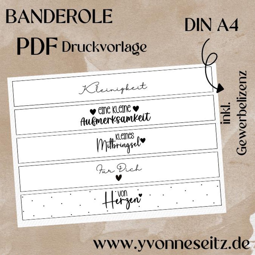 PRINT PDF Template for Banderole With 5 Designs - Small Gift - A4 ...