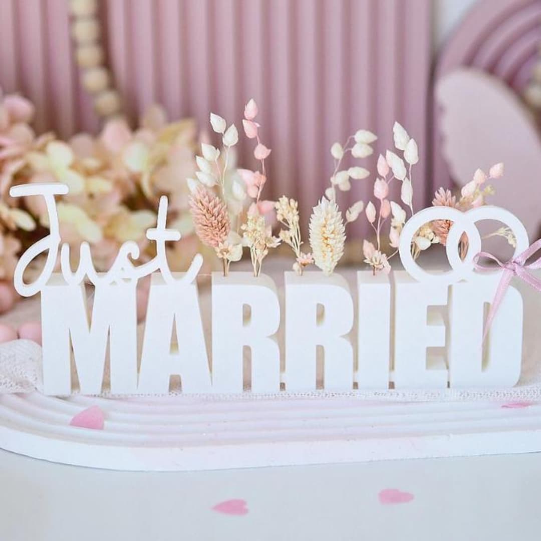 STL 3D Print File for Wedding Lettering "just Married" With Holes for ...