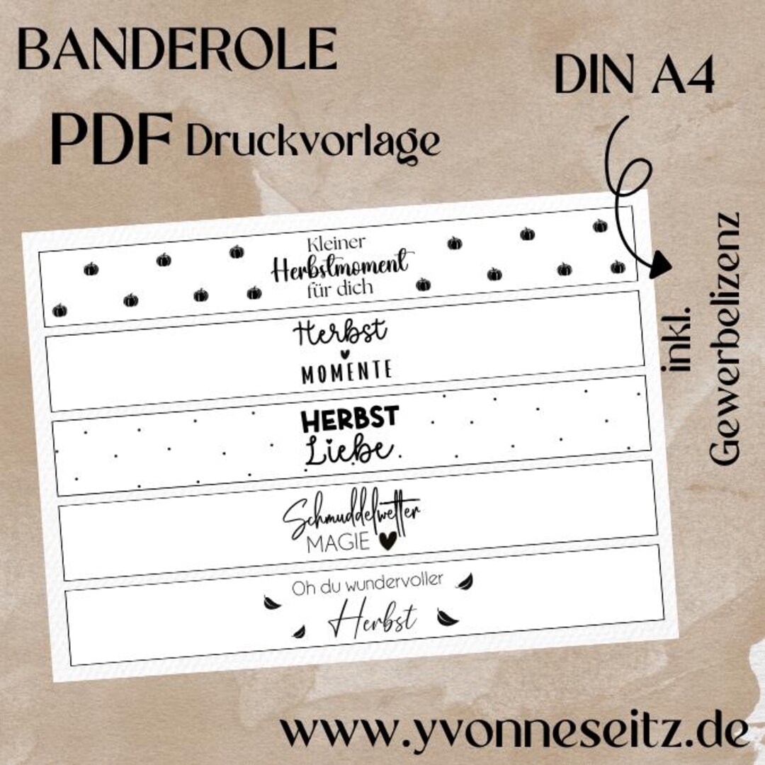 PRINT Print Template PDF Banderole With 5 Designs - Autumn - A4 ...