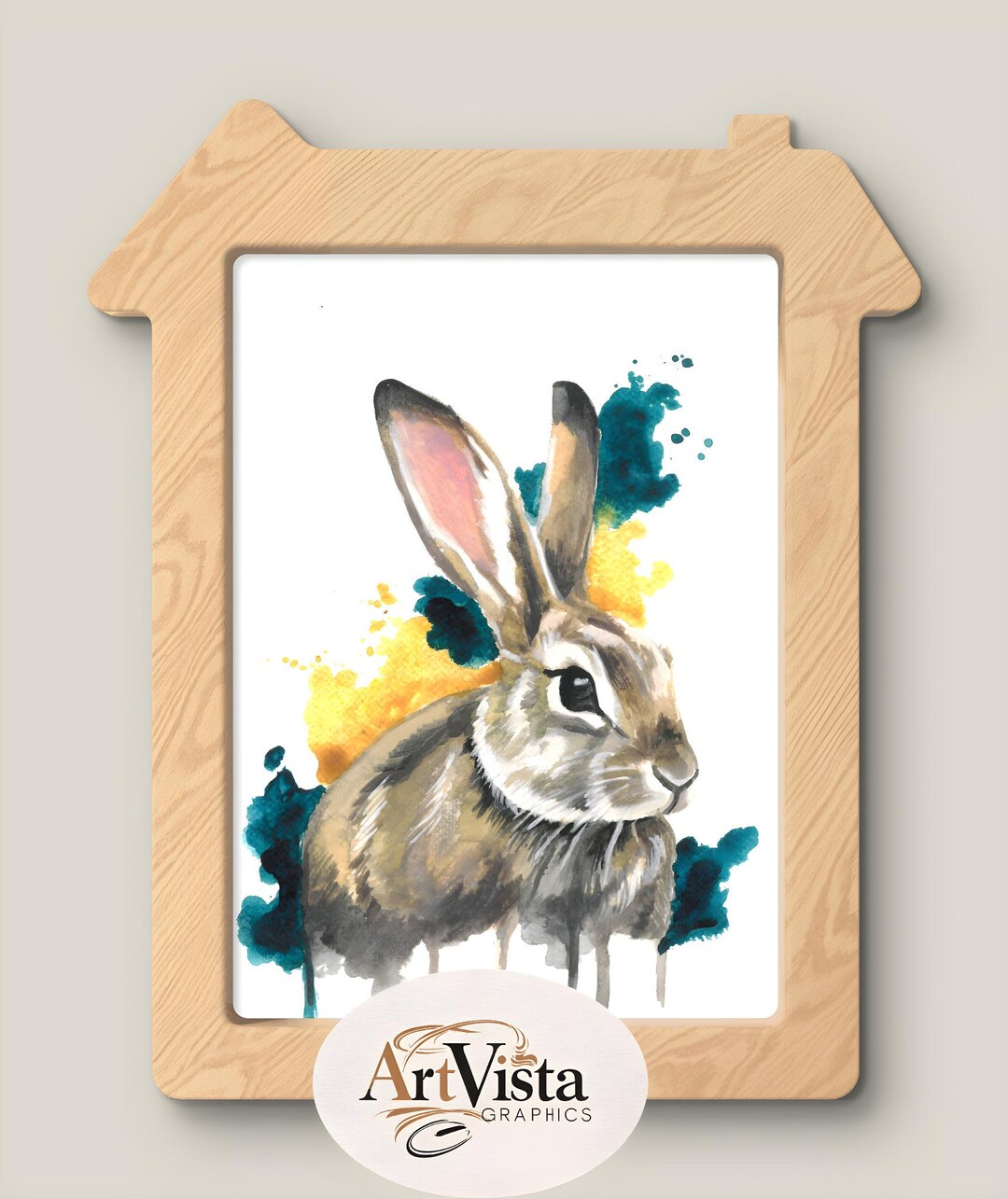 Rustic Hare Wall Art, Hare Animal, Watercolor Hare Art Print, Neutral ...