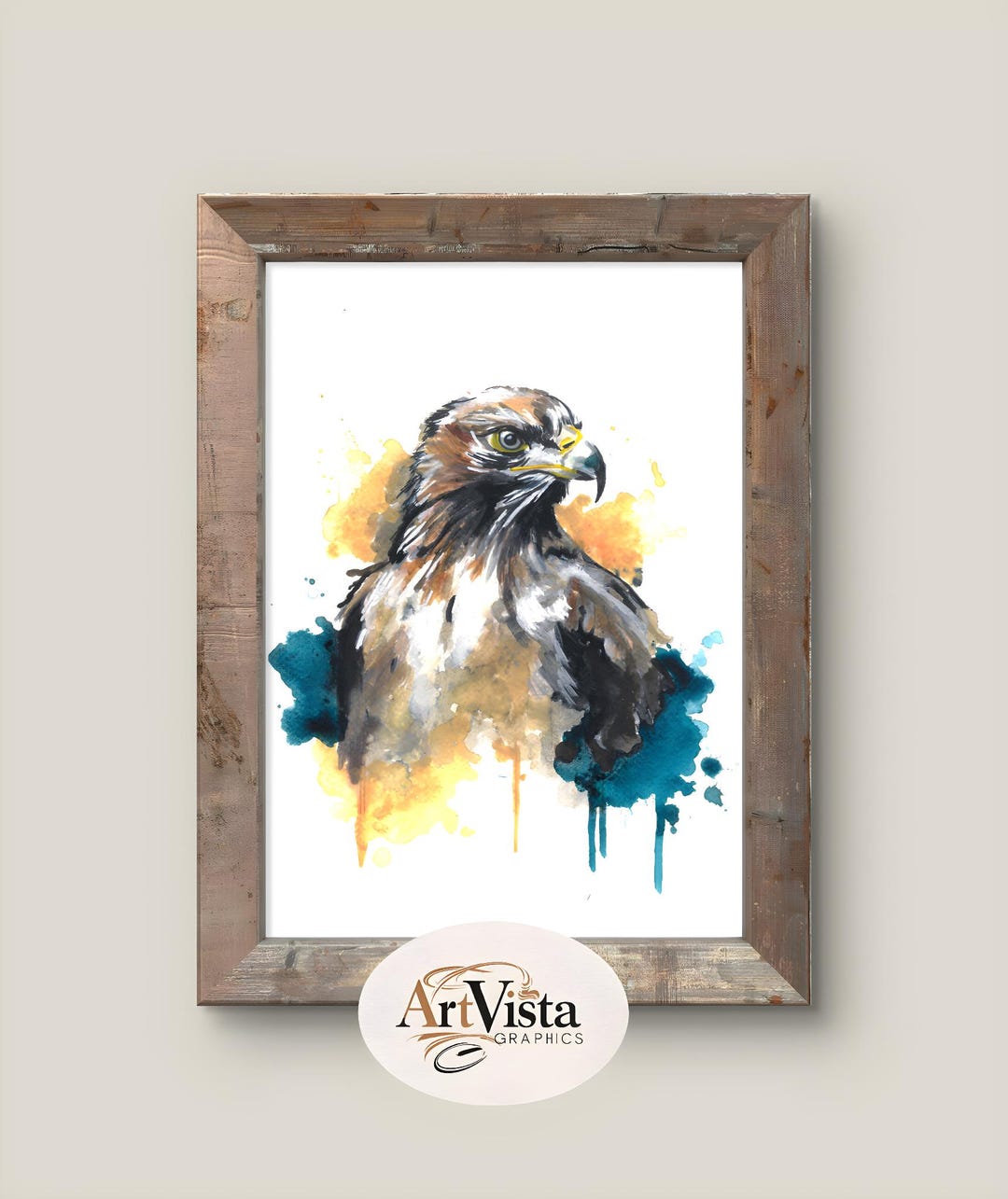 Rustic Eagle Wall Art, Eagle Animal, Watercolor Eagle Art Print ...