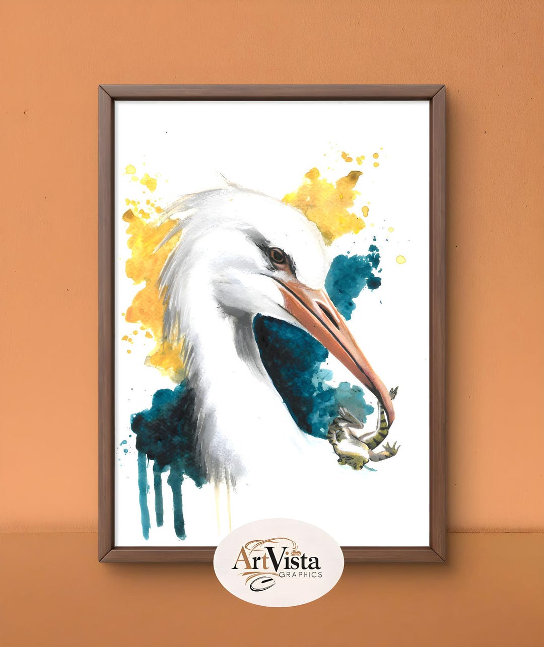 Watercolor Stork Art Print - Printable Art, Classic Home Decor, Office ...