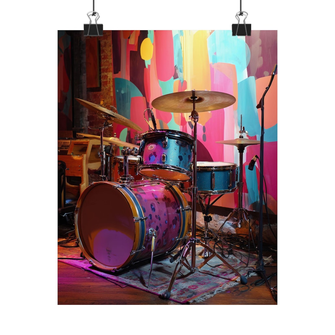 Colorful Drum Set Poster, Music Wall Art, Home Decor, Gift for ...