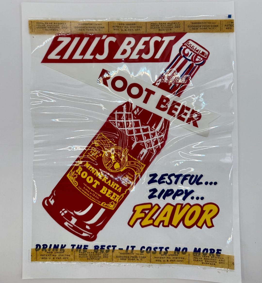 Vintage Zill's Best Root Beer Window Advertising Decal. - Etsy