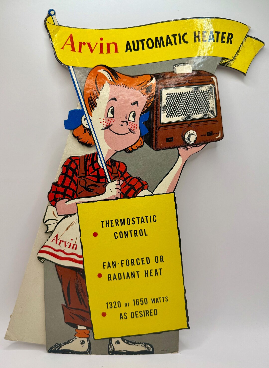 Vintage Arvin Automatic Heater Stand up Cardboard Advertising Litho - Etsy