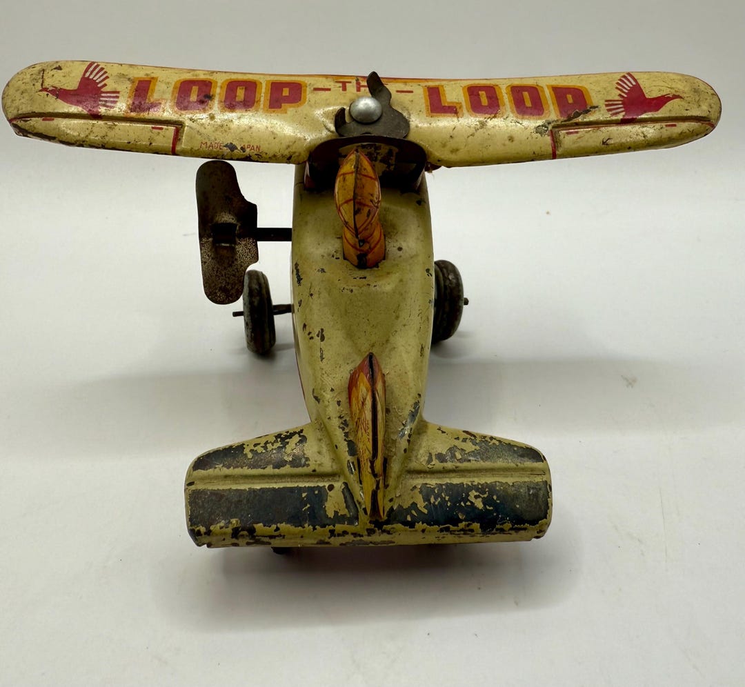 Vintage Tin Loop the Loop Airplane Wind up Toy - Etsy