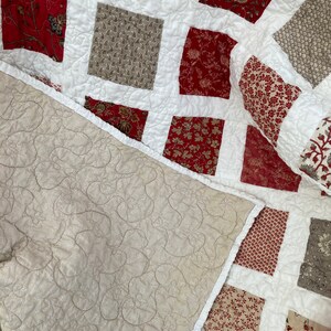 Bonheur De Jour Lap Quilt Red and Cream Patchwork Moda - Etsy