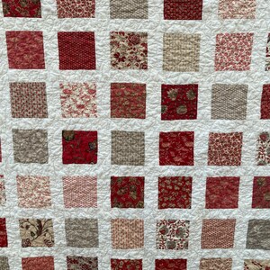 Bonheur De Jour Lap Quilt Red and Cream Patchwork Moda - Etsy