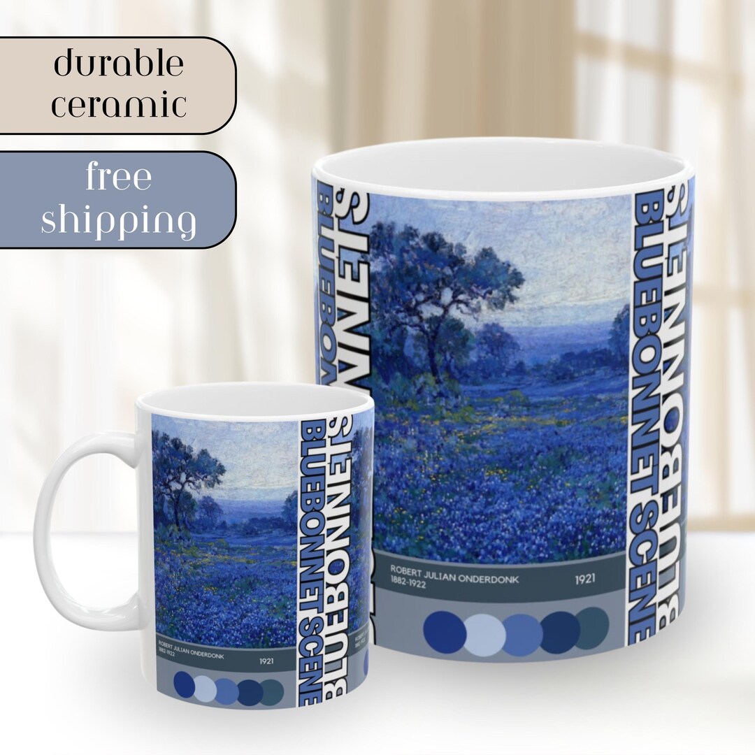 Ceramic Coffee Mug With Bluebonnet Painting | Tea Mug for Art Lover ...