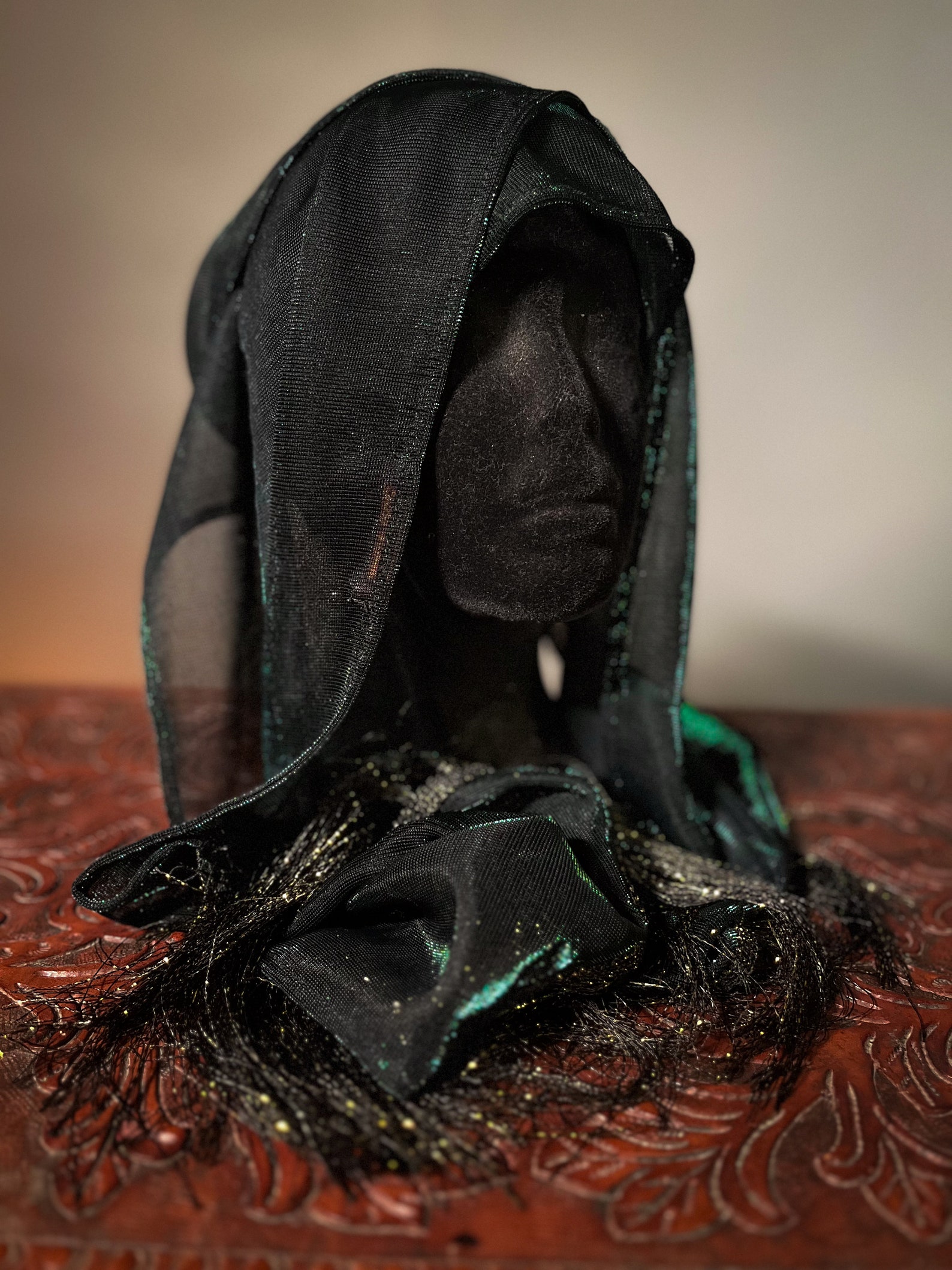 Metallic Green Hip Scarf, Head Wrap or Ritual Cloth With Metallic Gold ...