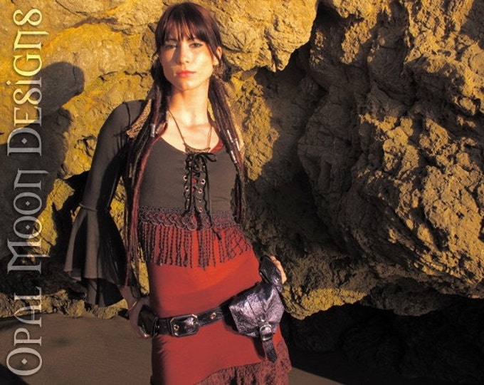 The Rib Knitfringed Gypsy (crop) Top in Steel/grey by Opal Moon Designs ...