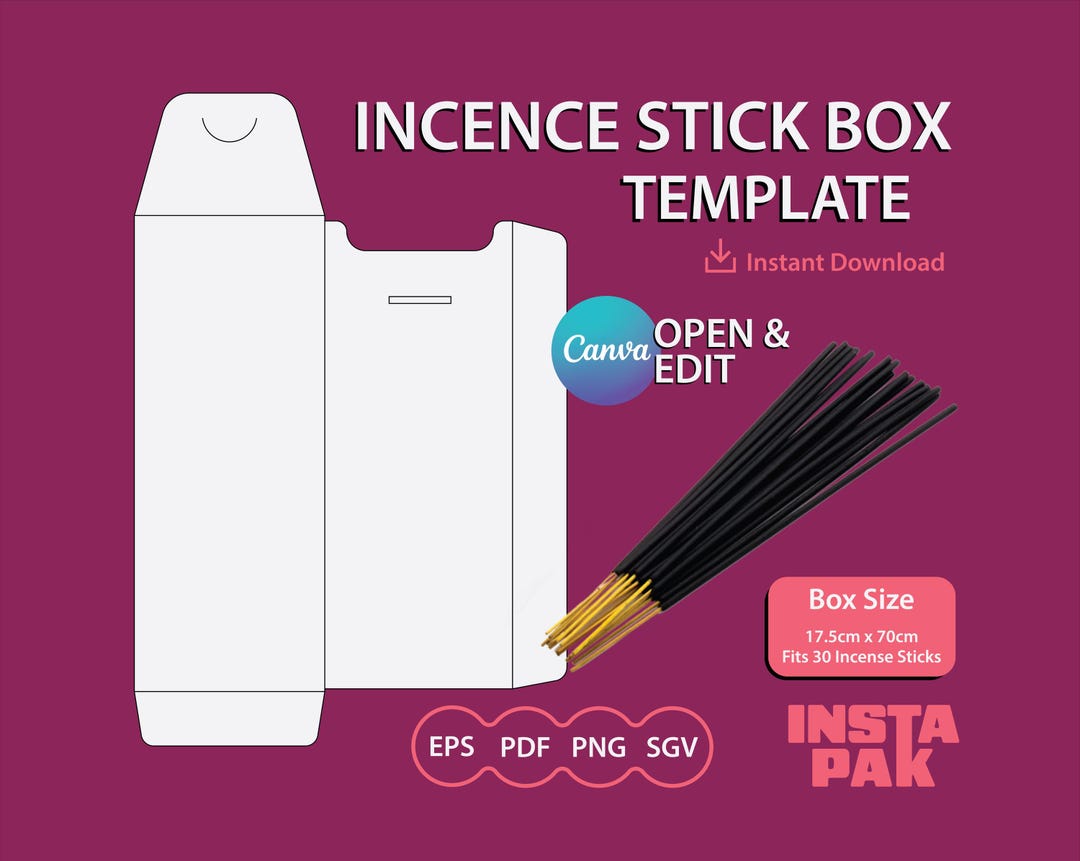 Incense Box Template - 30 Sticks (short) | Instant Download and Edit ...