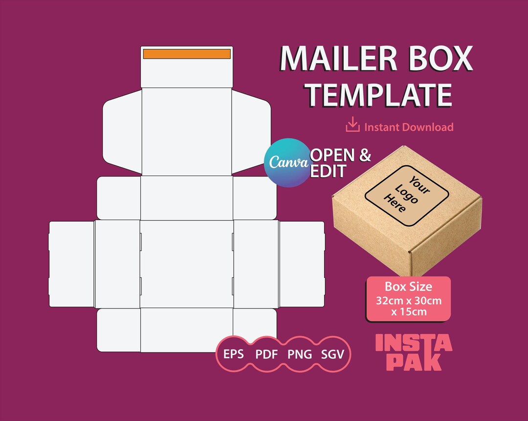 Mailer Box Template | Instant Download and Edit | Customise and Add ...