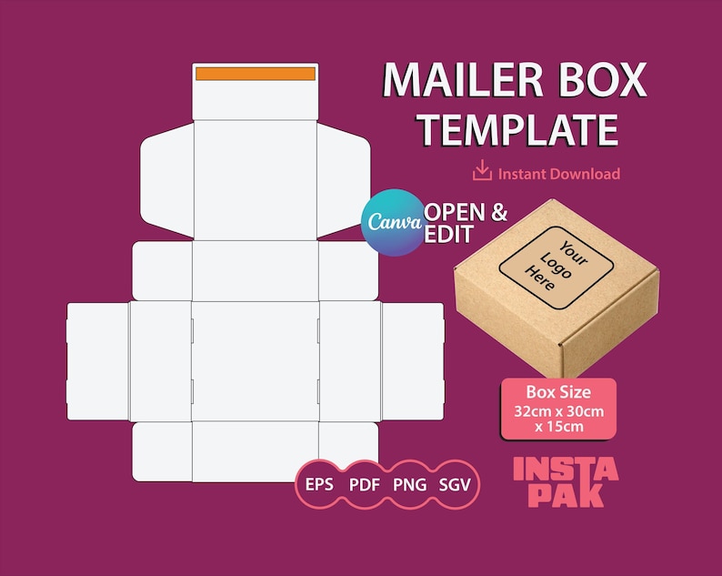 Mailer Box Template | Instant Download and Edit | Customise and Add ...