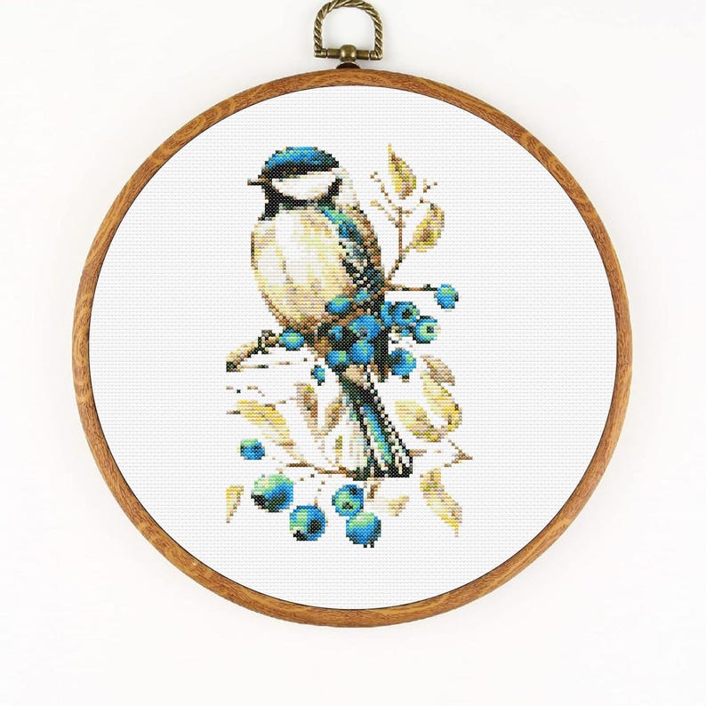 Bluebird Cross Stitch Pattern: Realistic Bird Embroidery (PDF Download ...