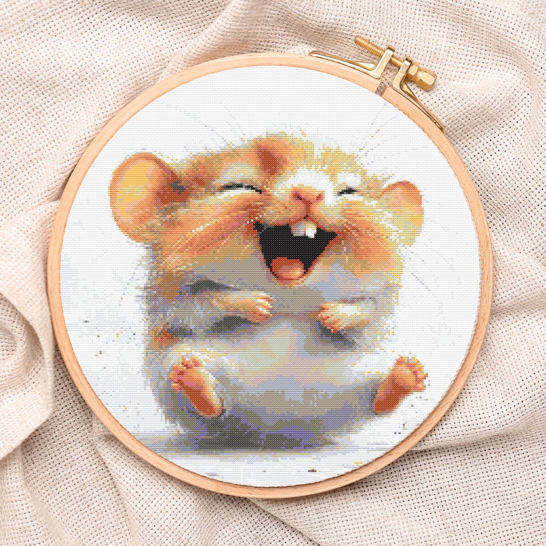 Funny Hamster Cross Stitch Pattern PDF, Cute Animal Embroidery Chart ...