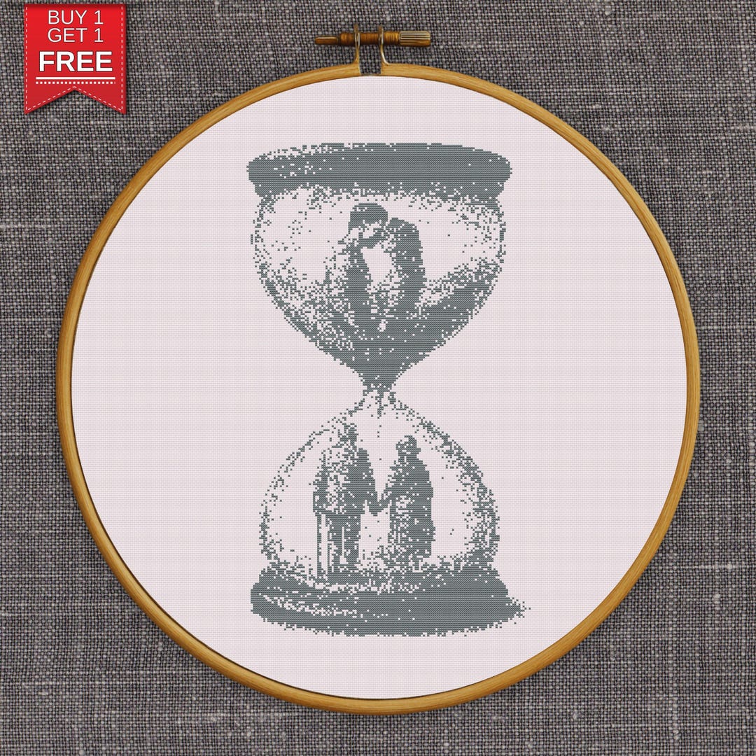 Eternal Love Hourglass Cross Stitch Pattern: Monochrome Romance ...