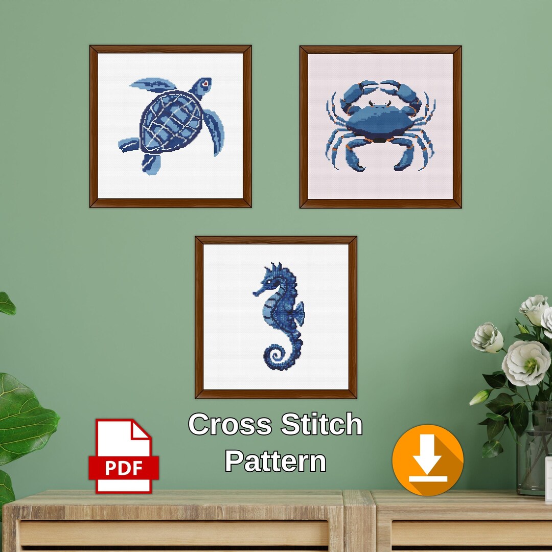 Sea Animal Cross Stitch Patterns Bundle. Nautical Cross Stitch PDF ...