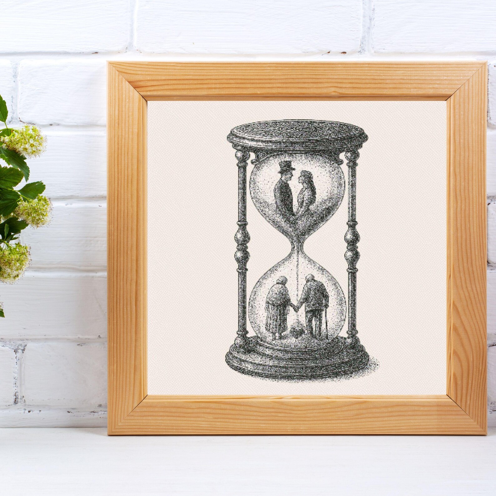 Timeless Hourglass Cross Stitch Pattern Pdf, Black White Young Old ...