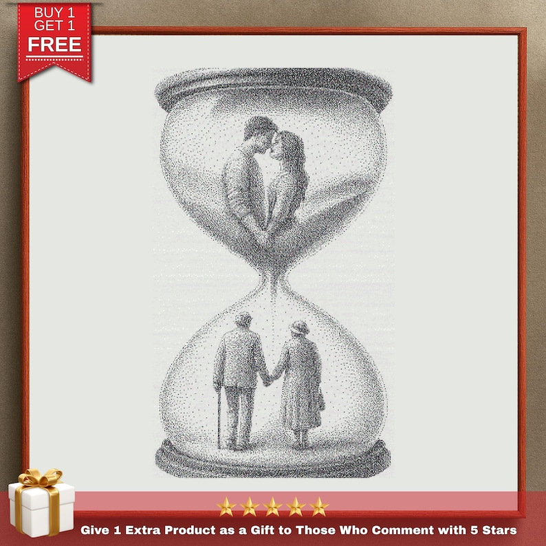 Romantic Hourglass Cross Stitch Pattern, Young & Old Love PDF Pattern - Etsy