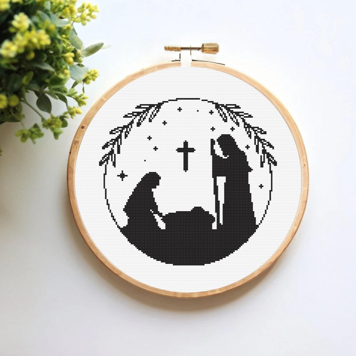 Nativity Scene Cross Stitch Pattern: Christian Christmas Embroidery ...