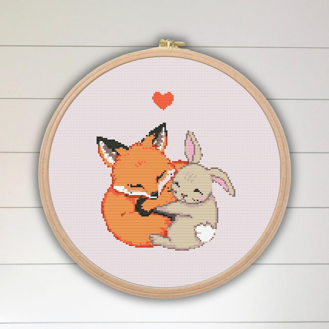 Fox and Bunny Cross Stitch Pattern PDF, Easter Cross, Small Cross ...